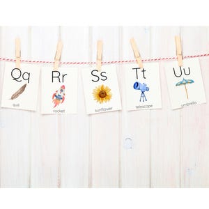 Alphabet Watercolor Flashcards Preschool Alphabet Laminated Flashcards ...