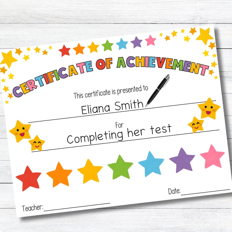 Kids Printable Award Certificate of Achievement School Award Ceremony ...