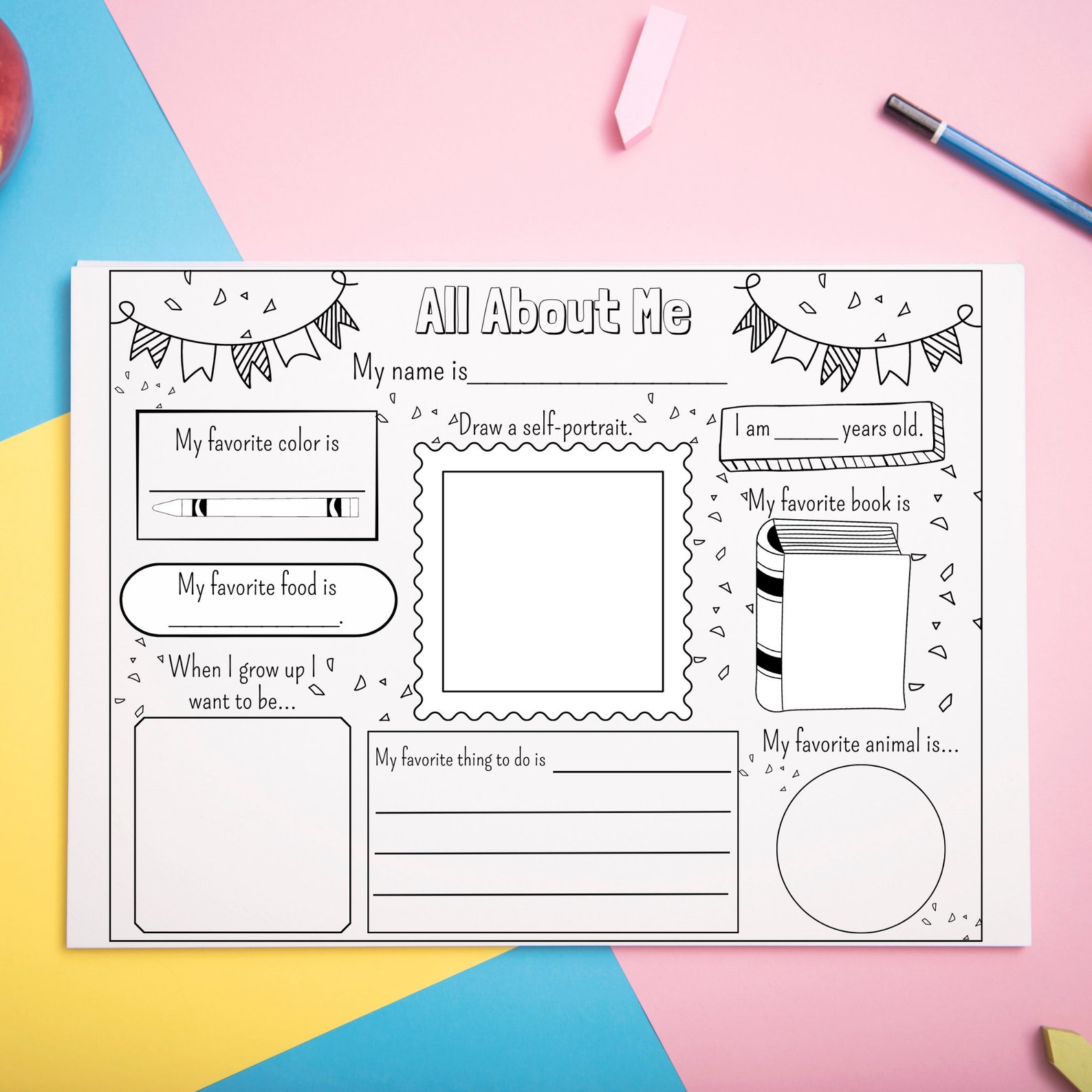 All About Me Printable Homeschool Page About Me Kid Worksheet Coloring ...