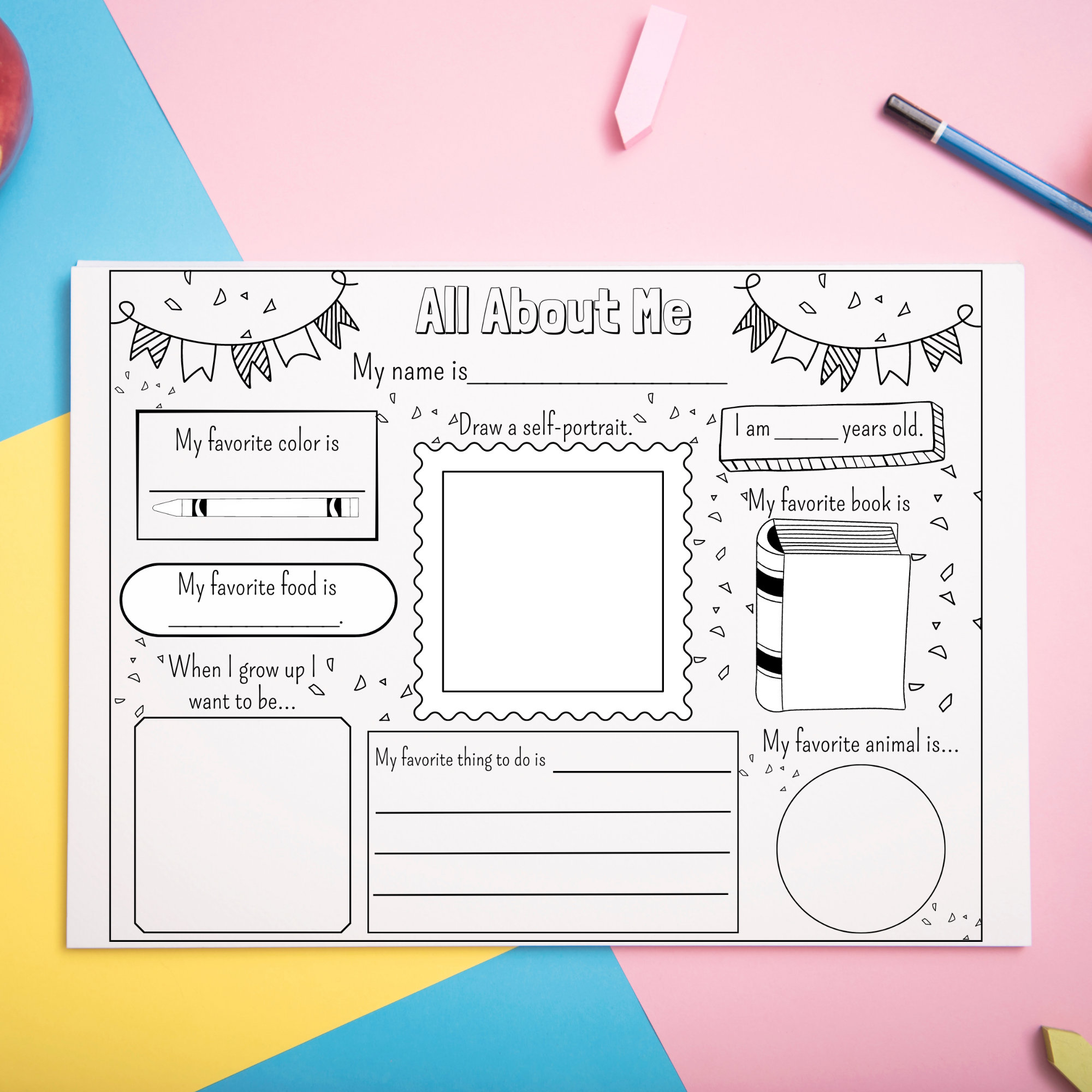 All About Me Printable Homeschool Page About Me Kid Worksheet Coloring ...