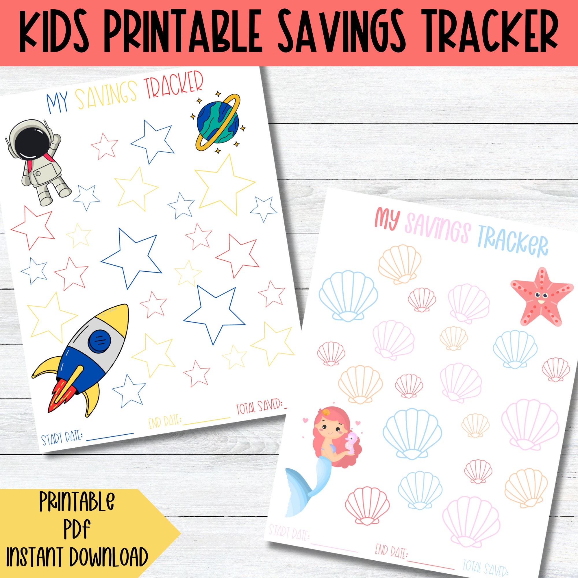 Kids Savings Tracker Printable Savings Challenge Coloring Tracker Kids ...