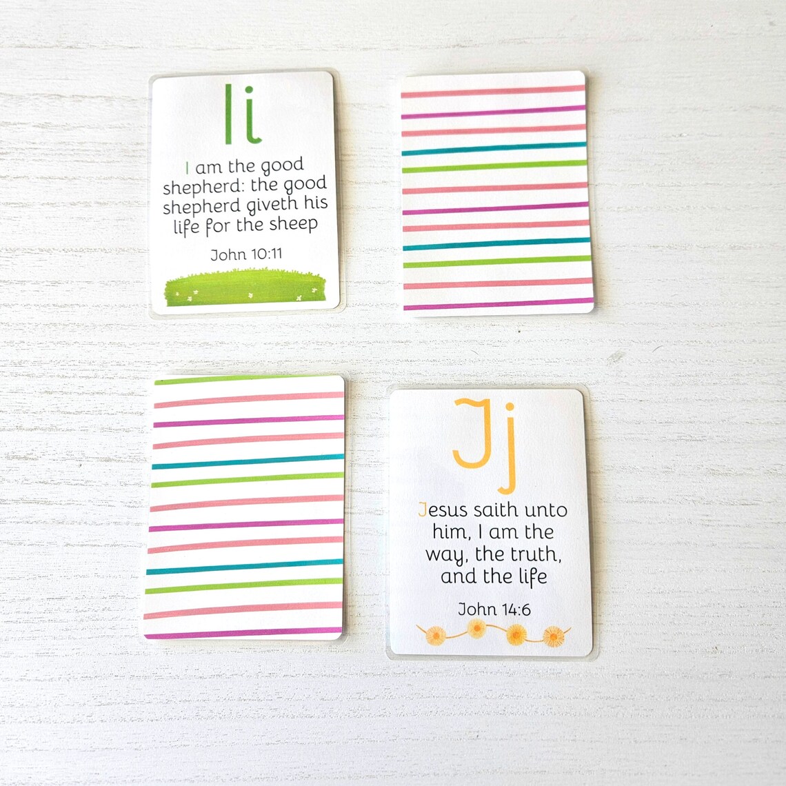 Bible Verse Flashcard Laminated Alphabet Bible Scripture Flashcard ...