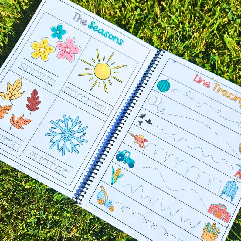 Morning Activity Workbook Dry-erase Morning Menu Kids Farm Theme ...