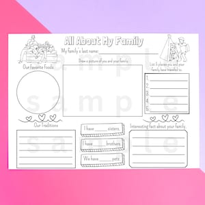 All About My Family Worksheet Printable Activity Page About My Family ...