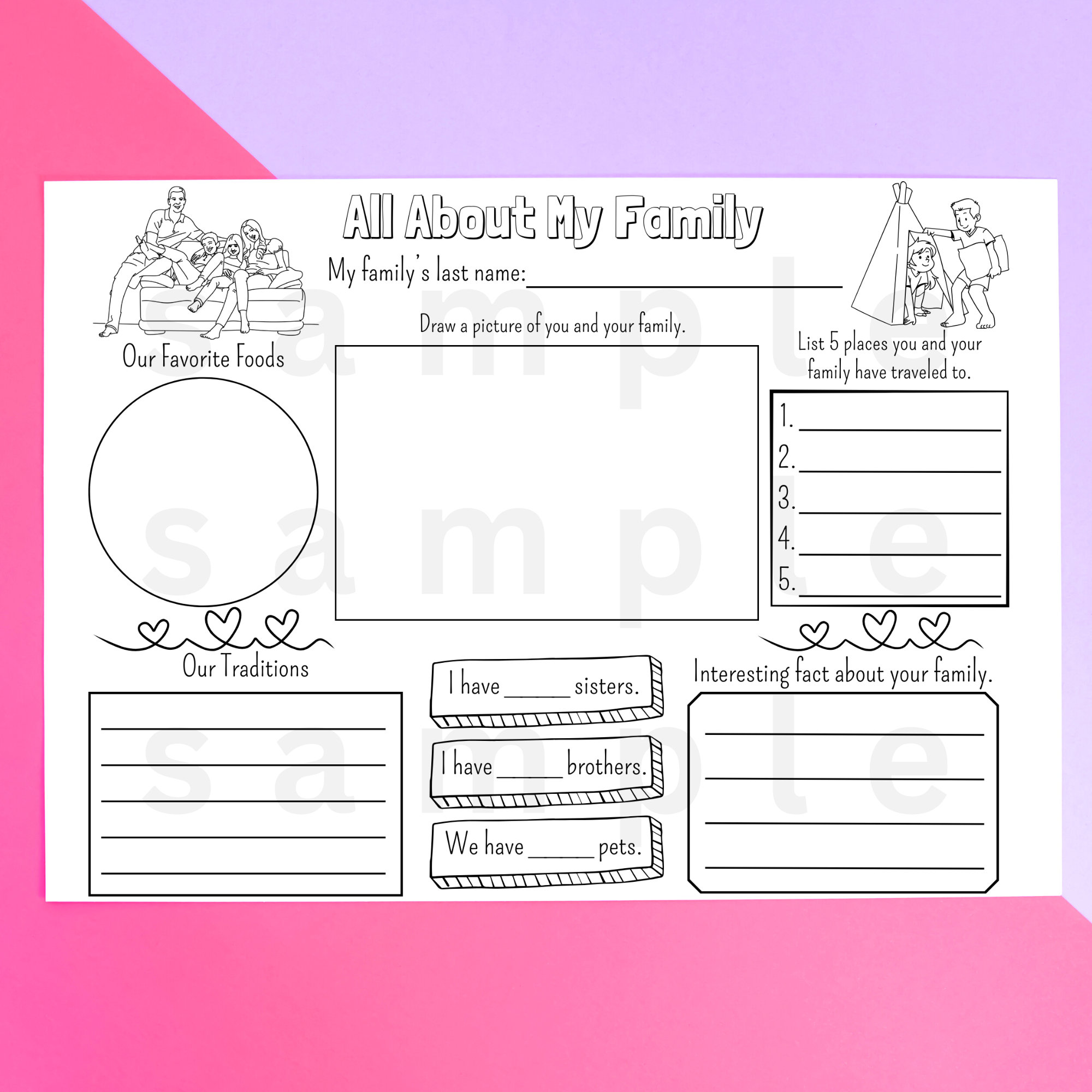 All About My Family Worksheet Printable Activity Page About My Family ...