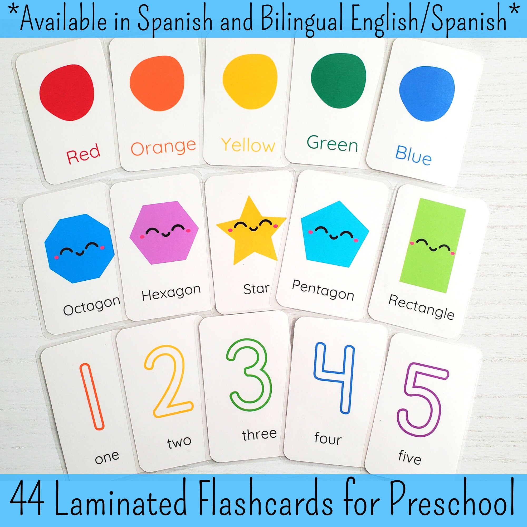 Preschool Flashcards Laminated Toddler Flashcards Shapes Colors Numbers ...