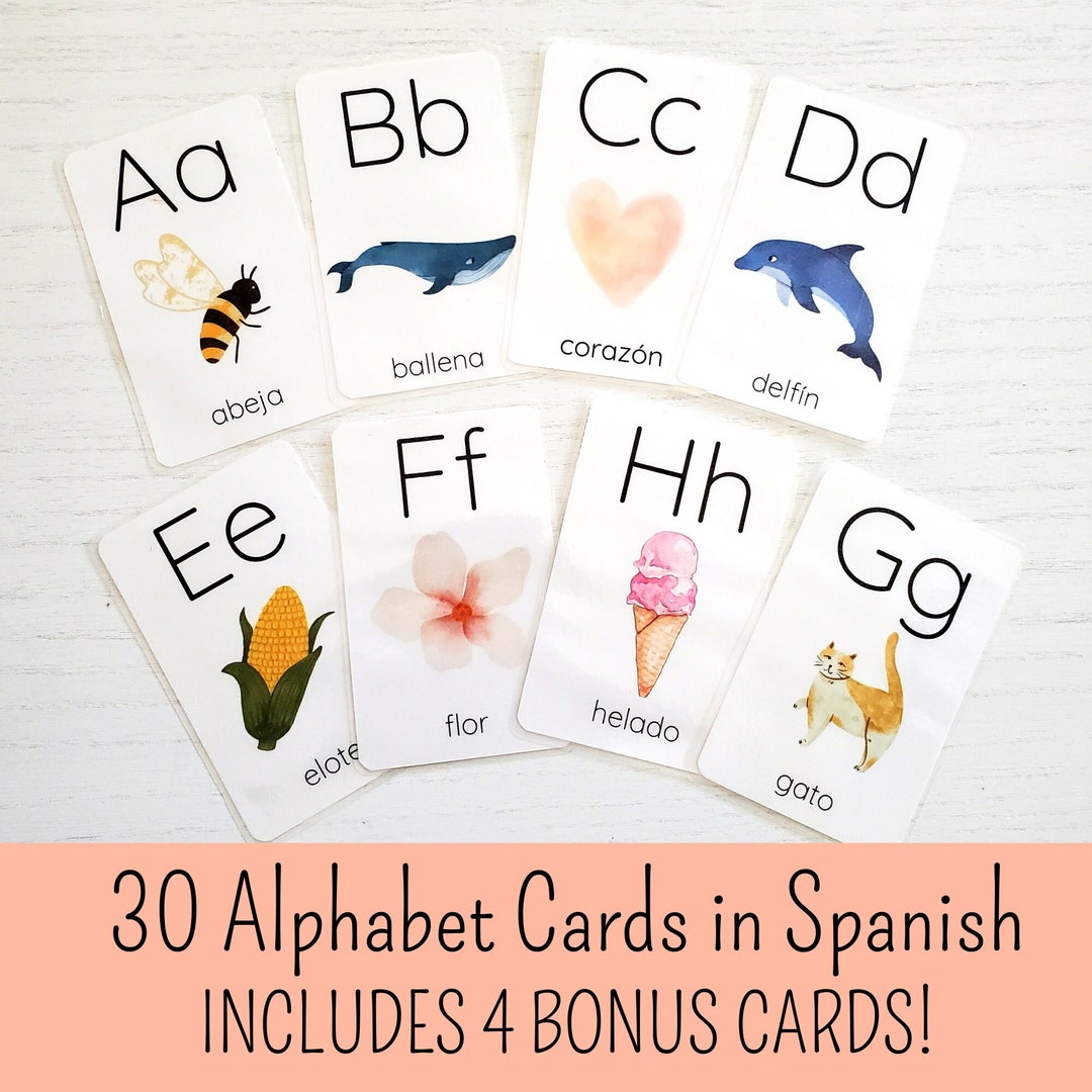 Spanish Alphabet Flashcards Laminated Kids Spanish Alphabet Cards ...