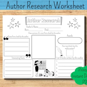 Author Research Template Kids Research Worksheet Non Fiction Author ...