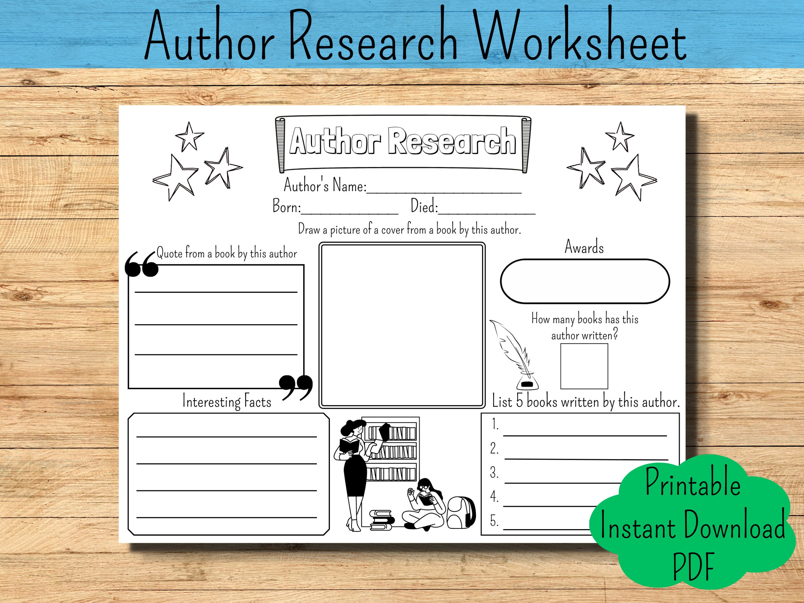 Author Research Template Kids Research Worksheet Non Fiction Author ...