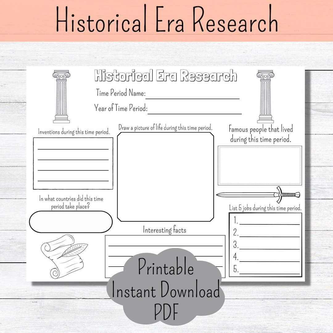 History Project Research Template Social Studies Worksheet Historical ...