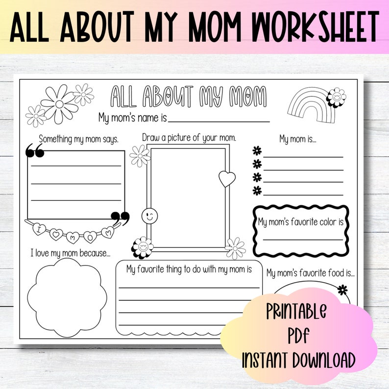 All About My Mom Printable Worksheet All About Mom Template Activity ...