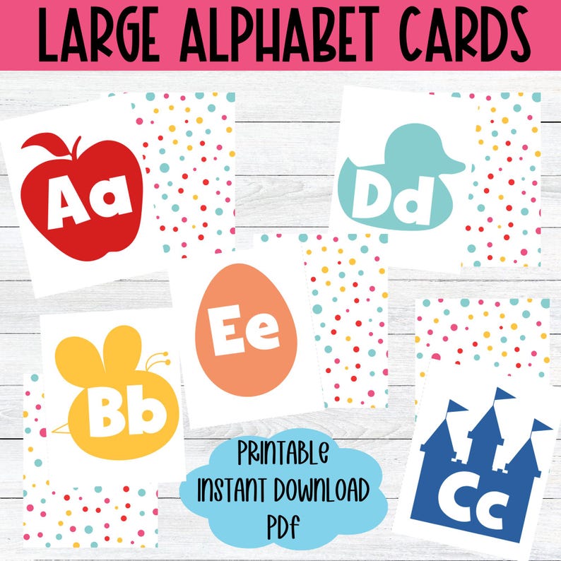 Large Alphabet Flashcards: Homeschool Preschool ABC Cards (digital ...