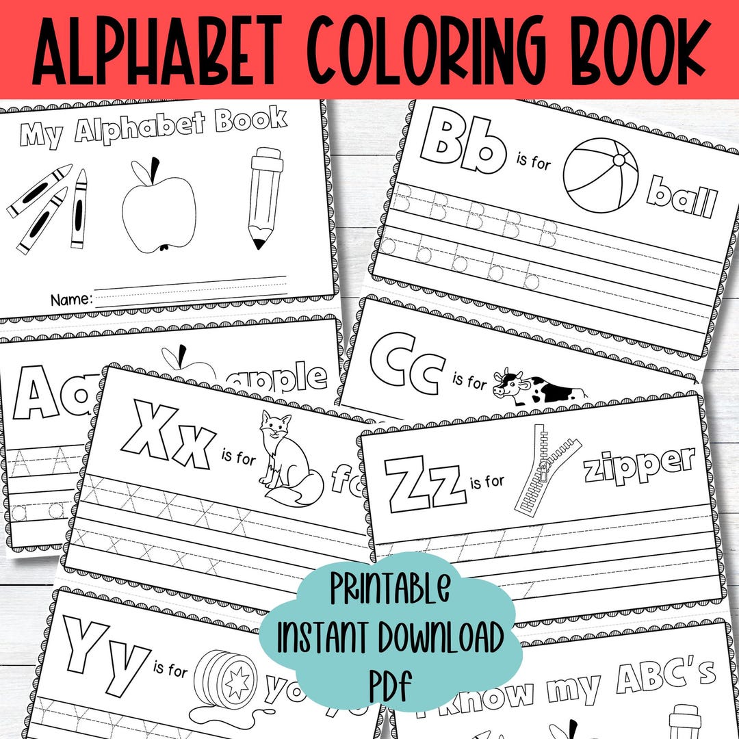 Alphabet Coloring Activity Book Printable Alphabet Letter Tracing ...