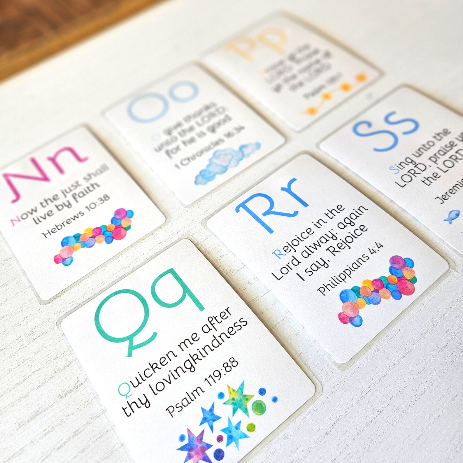 Alphabet Scripture Flashcard Laminated Bible Verse Cards KJV Scripture ...