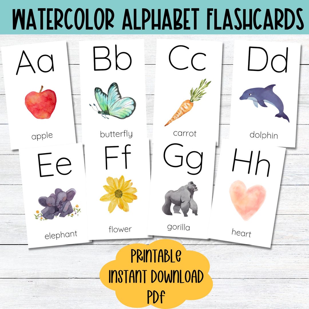 Alphabet Letter Flashcards Printable Picture Cards Preschool Alphabet ...