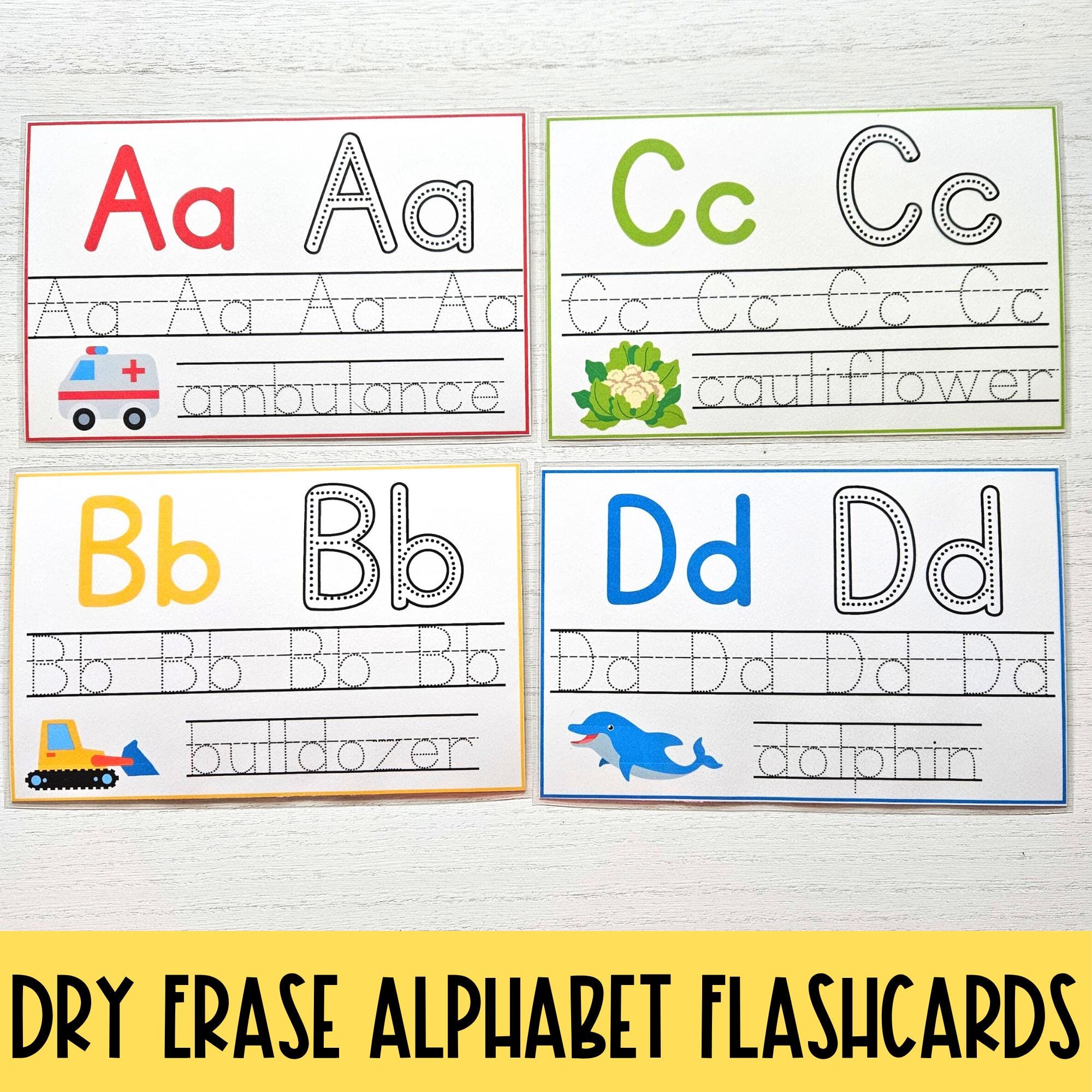 Alphabet Tracing Dry Erase Flashcards Alphabet Laminated Flashcards ...