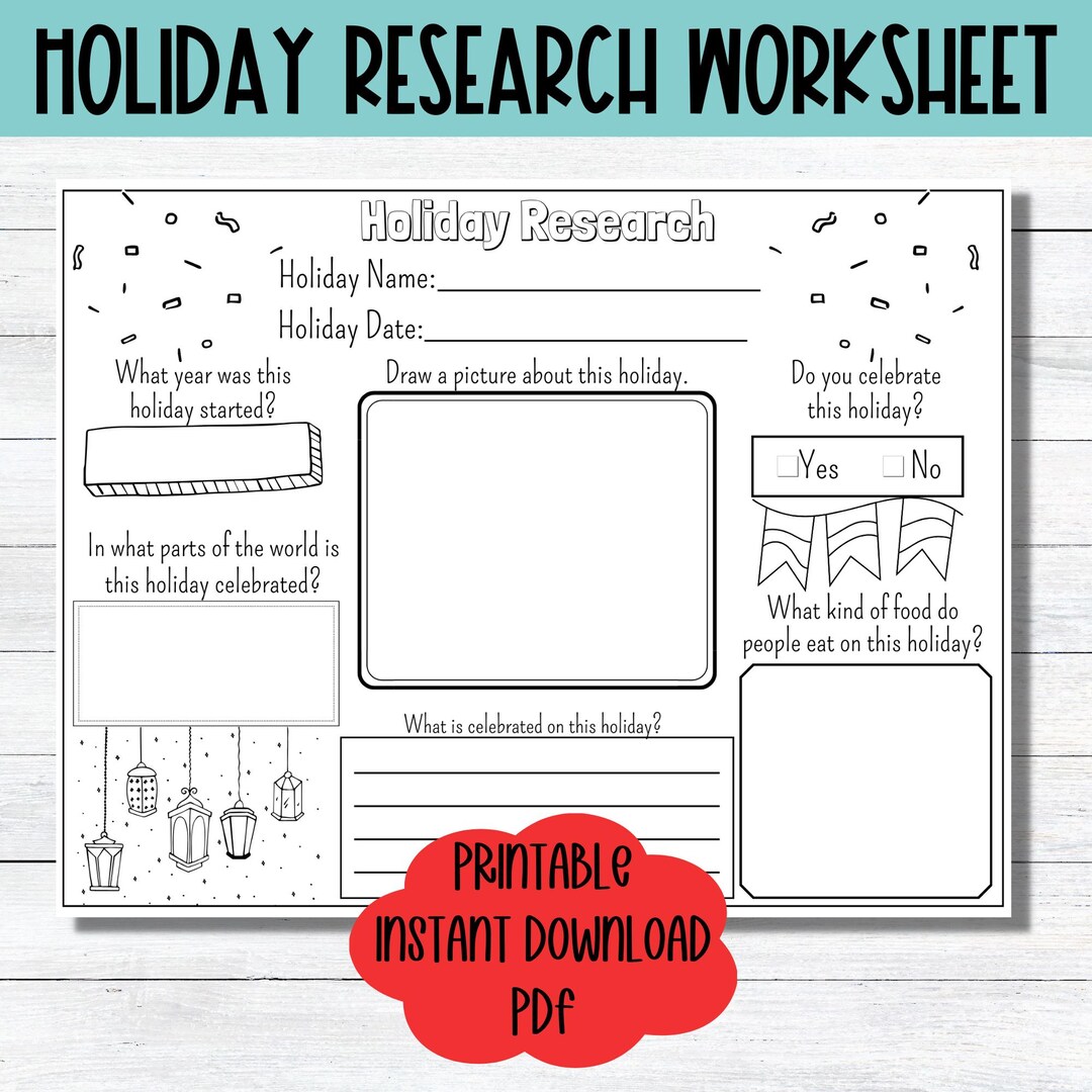 Kids Holiday Research Report Template Printable History Worksheet ...