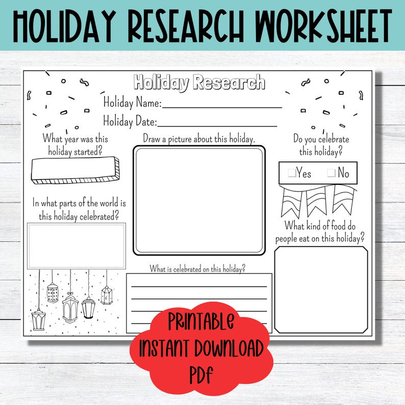 Kids Holiday Research Report Template, Homeschool History (PDF) - Etsy