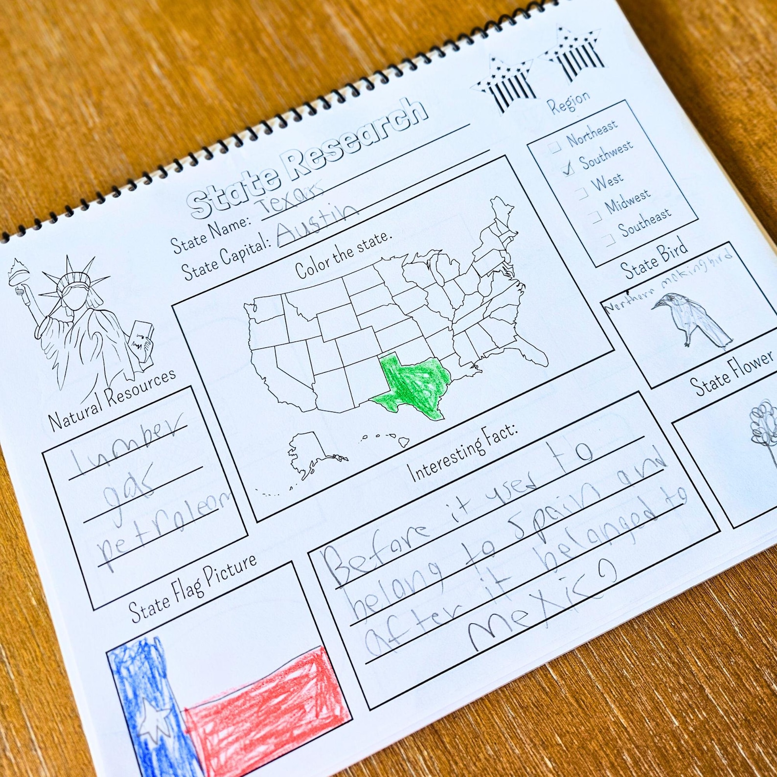 US State Research Worksheet Printable Homeschool State Facts Worksheet ...