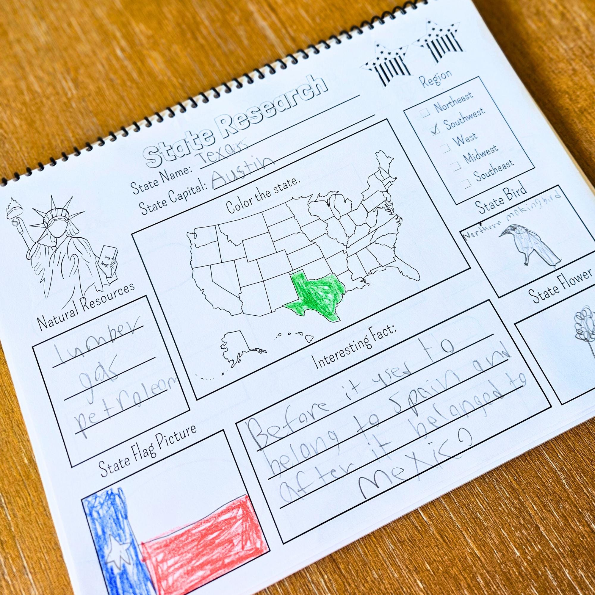 US State Research Worksheet Printable Homeschool State Facts Worksheet ...