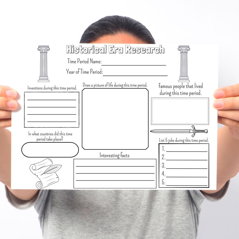 History Project Research Template Social Studies Worksheet Historical ...