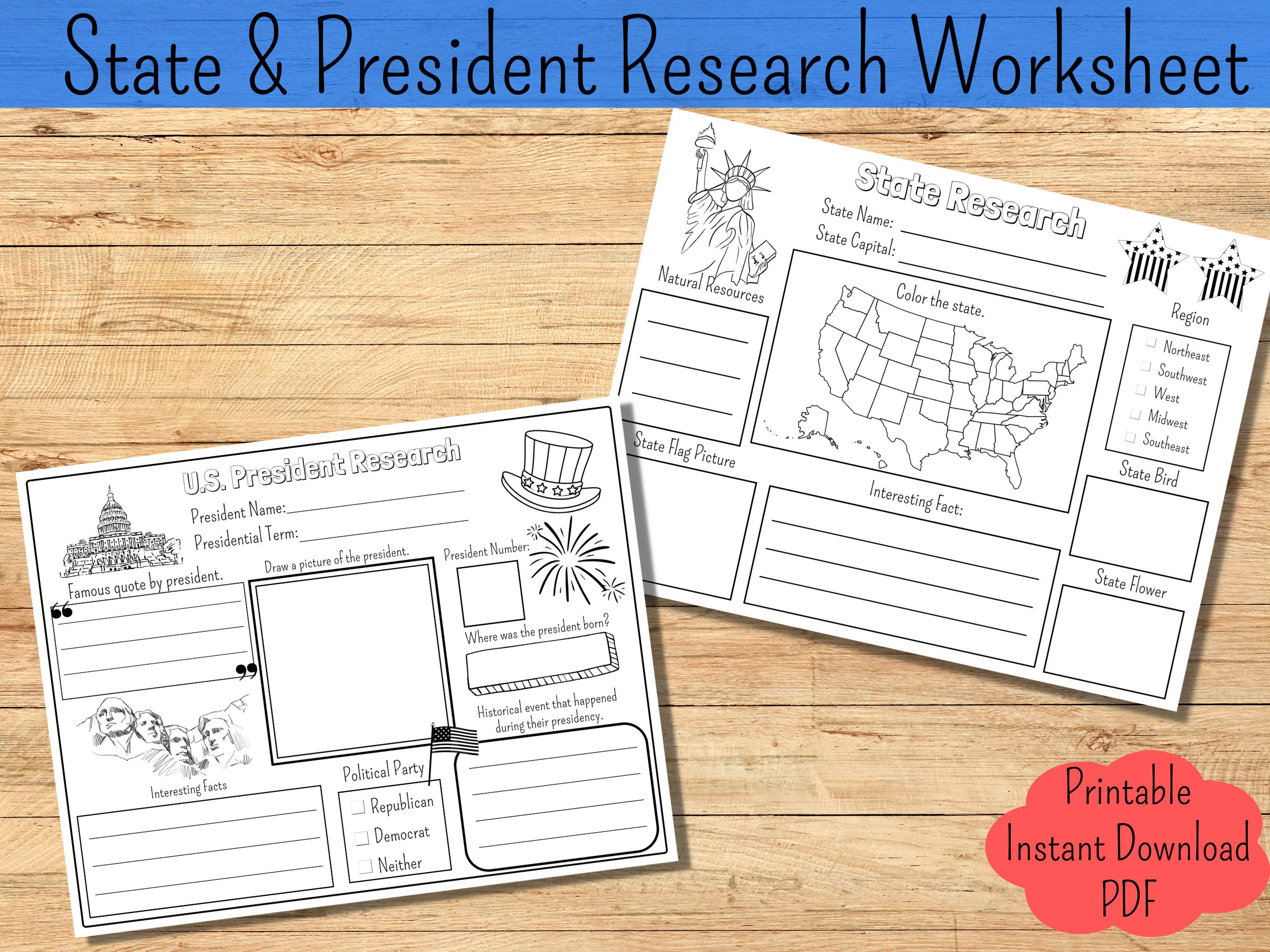 President Worksheet State Research Worksheet US President Activity ...