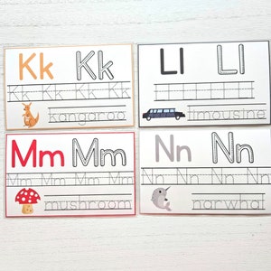 Alphabet Tracing Dry Erase Flashcards Alphabet Laminated Flashcards ...