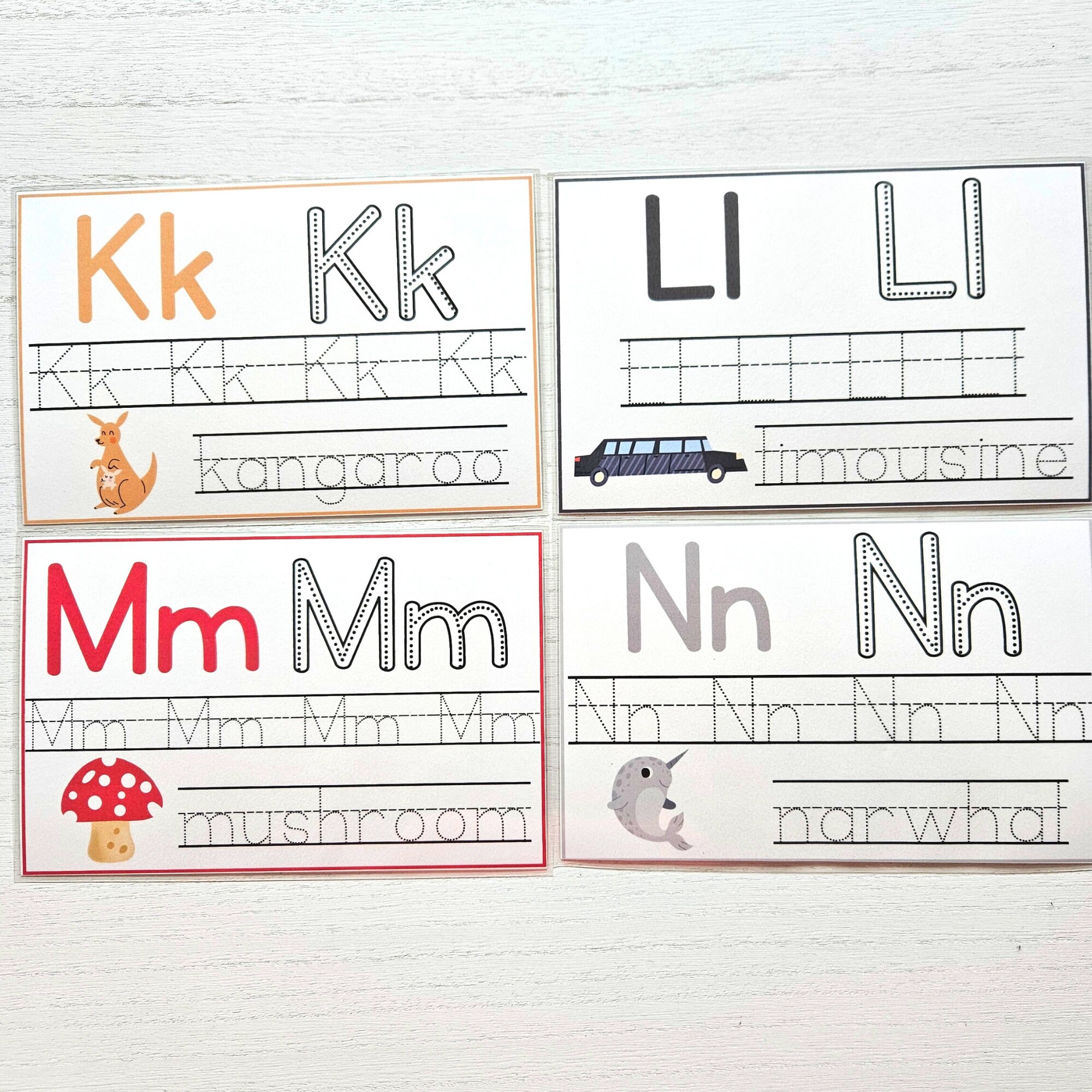 Alphabet Tracing Dry Erase Flashcards Alphabet Laminated Flashcards ...