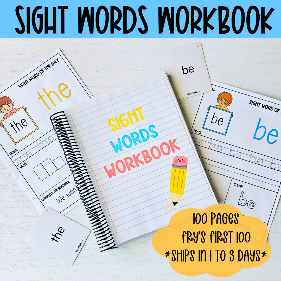 Kindergarten Sight Word Workbook High Frequency Words Frys First 100 ...