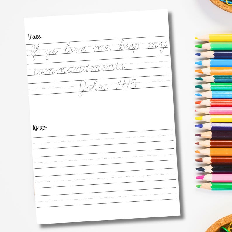 Kids Cursive Bible Verse Tracing Worksheet: KJV Scripture (PDF) - Etsy