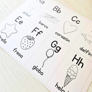 Alphabet Spanish Letter Flashcards Coloring Spanish Alphabet Activity ...