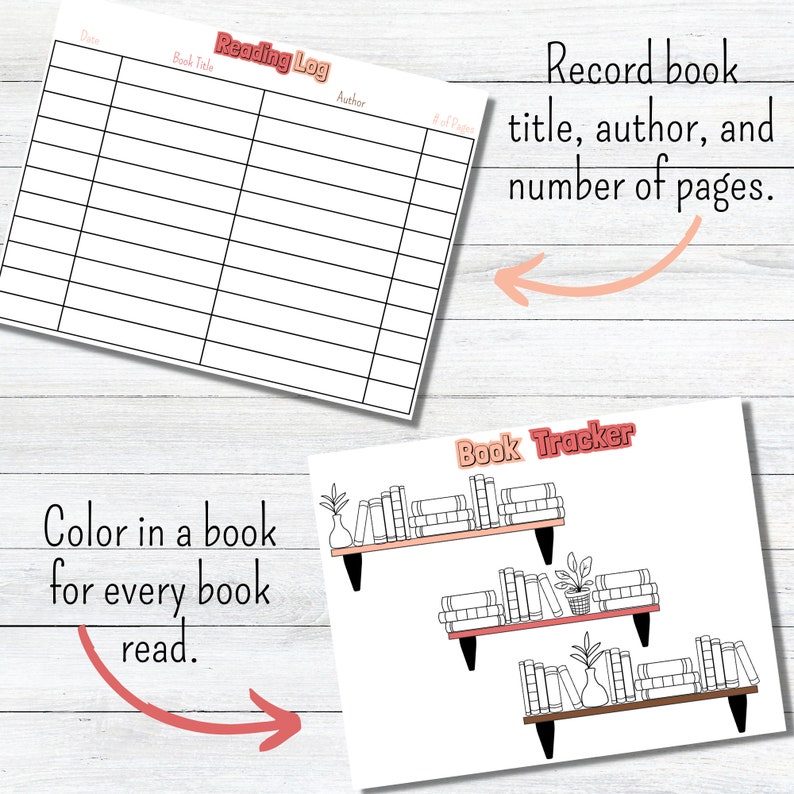 Book Tracker Printable Cute Reading Log Kids Coloring Reading Log Book ...