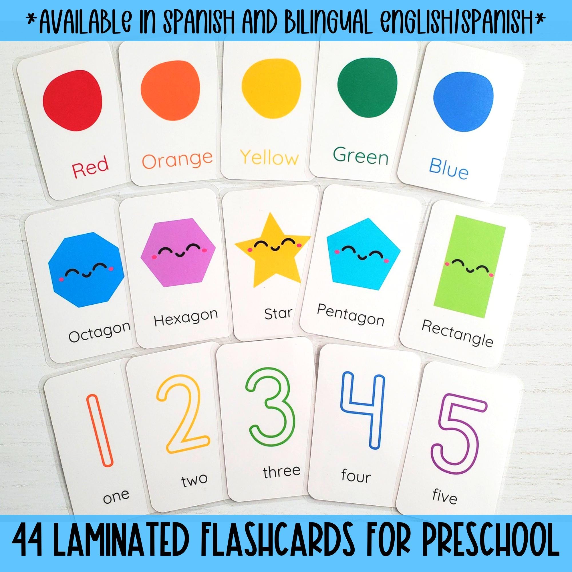 Preschool Flashcards Laminated Toddler Flashcards Shapes Colors Numbers ...