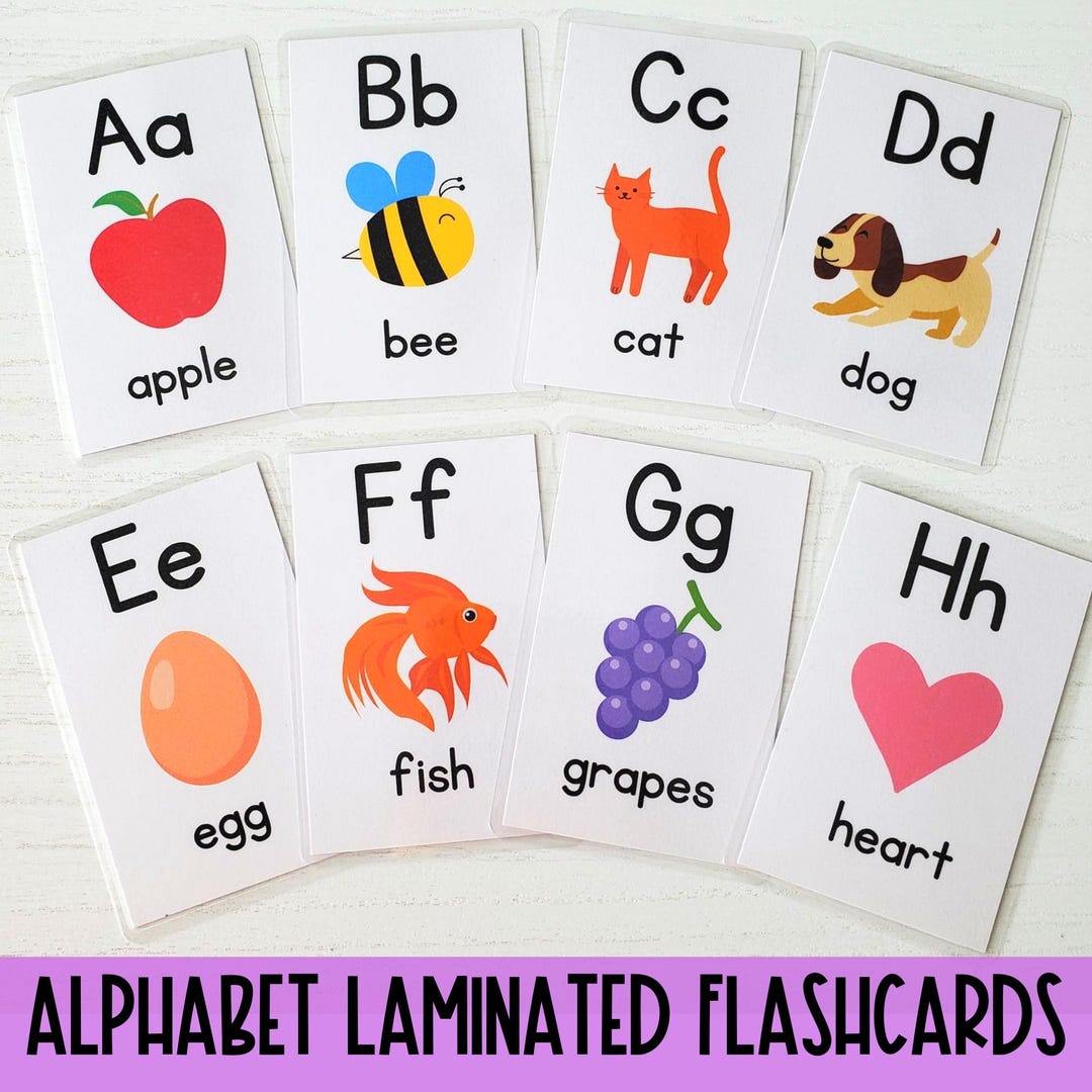 Alphabet Flashcards Preschool Laminated Flashcards Kids ABC Picture ...