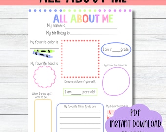 All About Me Activity - Etsy