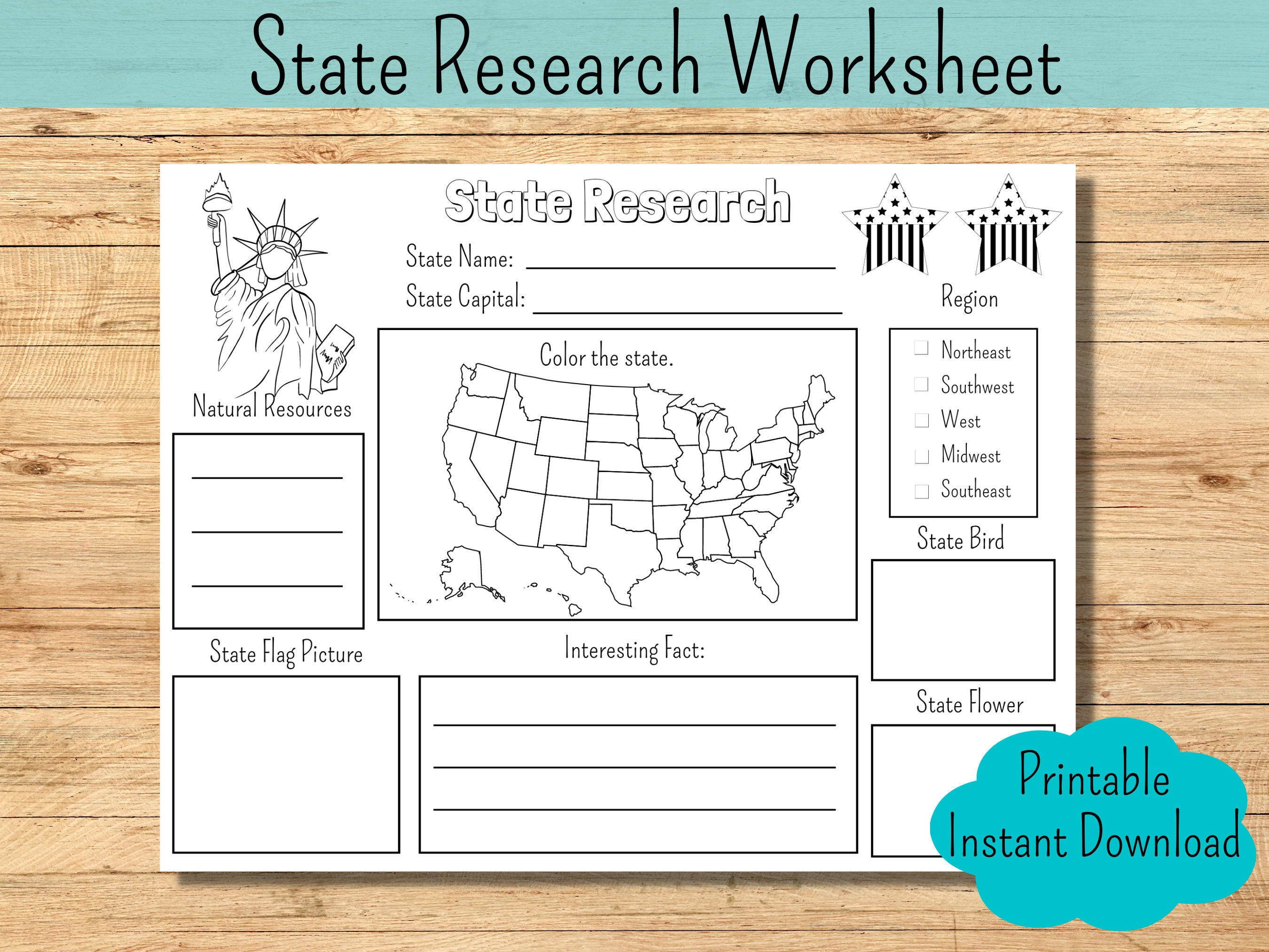 State Fact Worksheet The United States Of America Research Worksheet