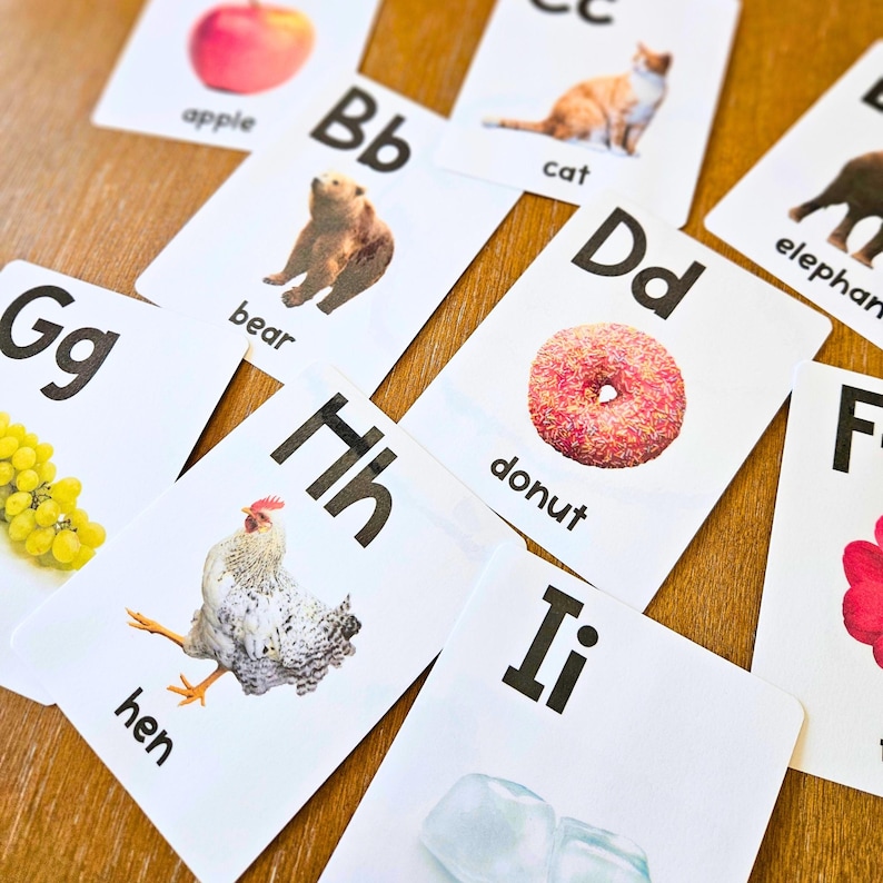 Preschool ABC Laminated Flashcards Real Life Picture Alphabet Cards ...