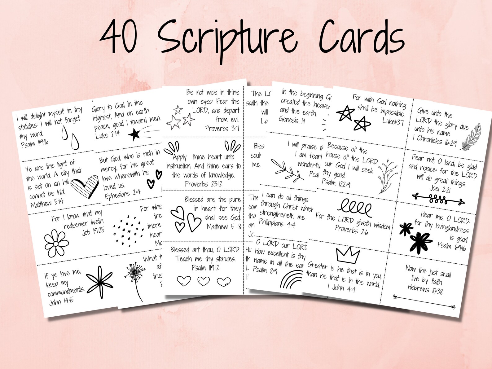 Printable Scripture Cards King James Version Memory Bible - Etsy