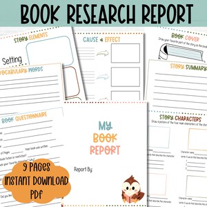 Printable Elementary Book Report Worksheet: Story Elements (PDF) - Etsy