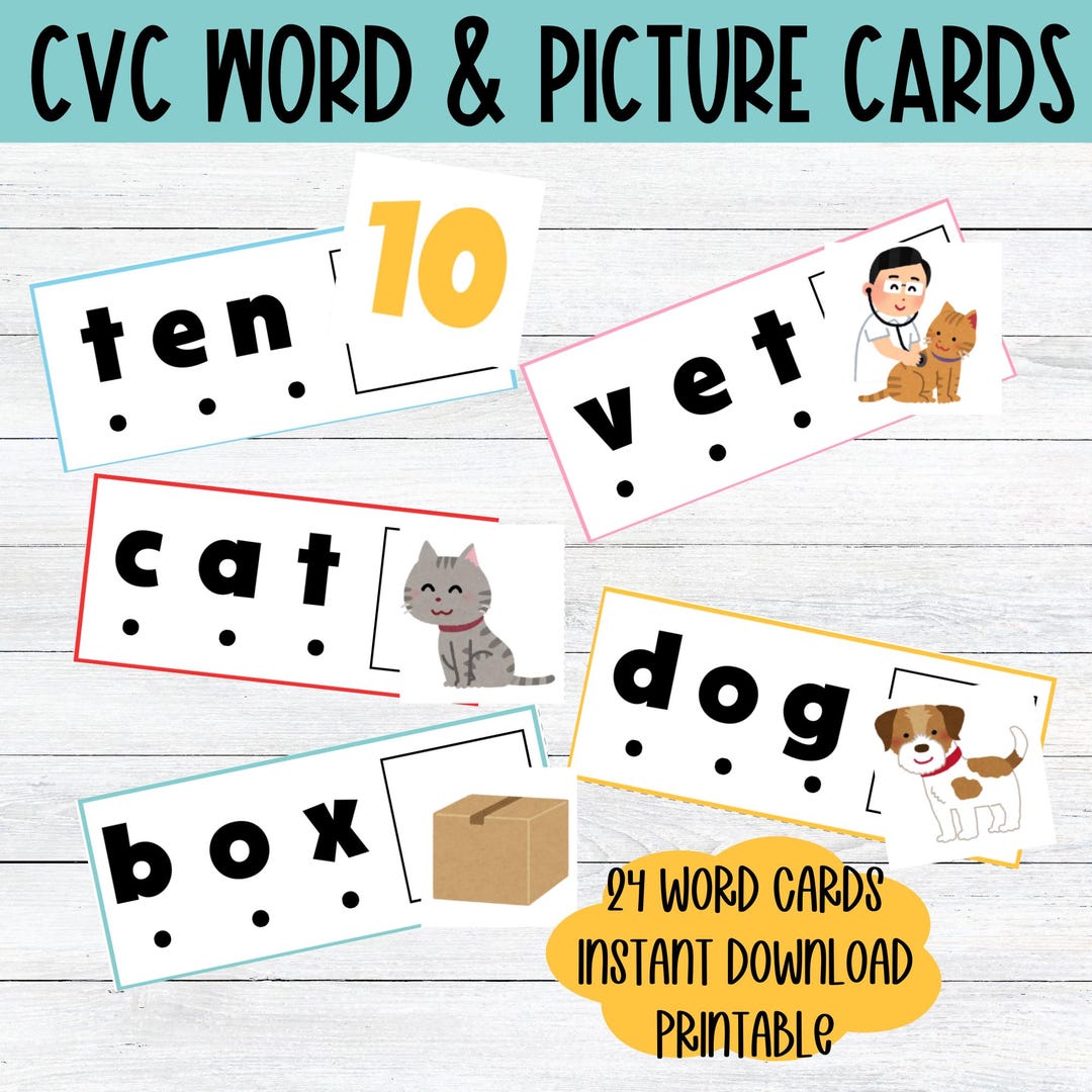 CVC Word Cards Short Vowel Activity Printable Homeschool Flashcards ...