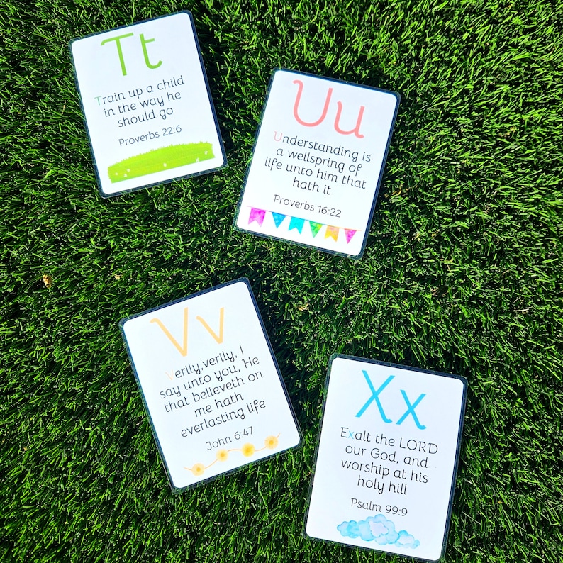 Bible Verse Flashcard Laminated Alphabet Bible Scripture Flashcard ...