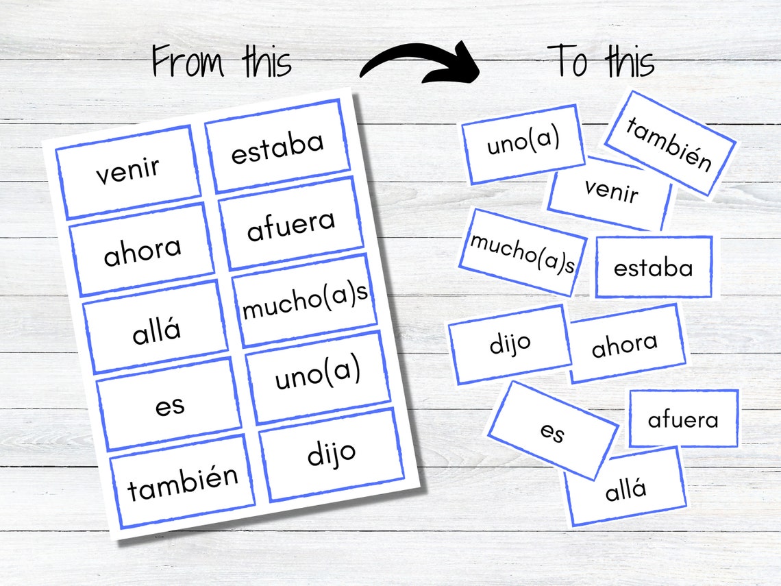 Spanish Sight Words Flashcards: Learn Spanish, Homeschool (PDF) - Etsy