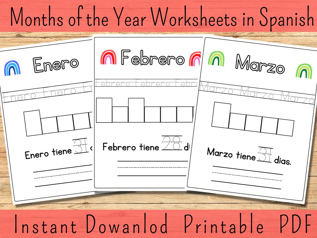 Spanish Months Practice Worksheet Months of the Year Spanish Kids ...