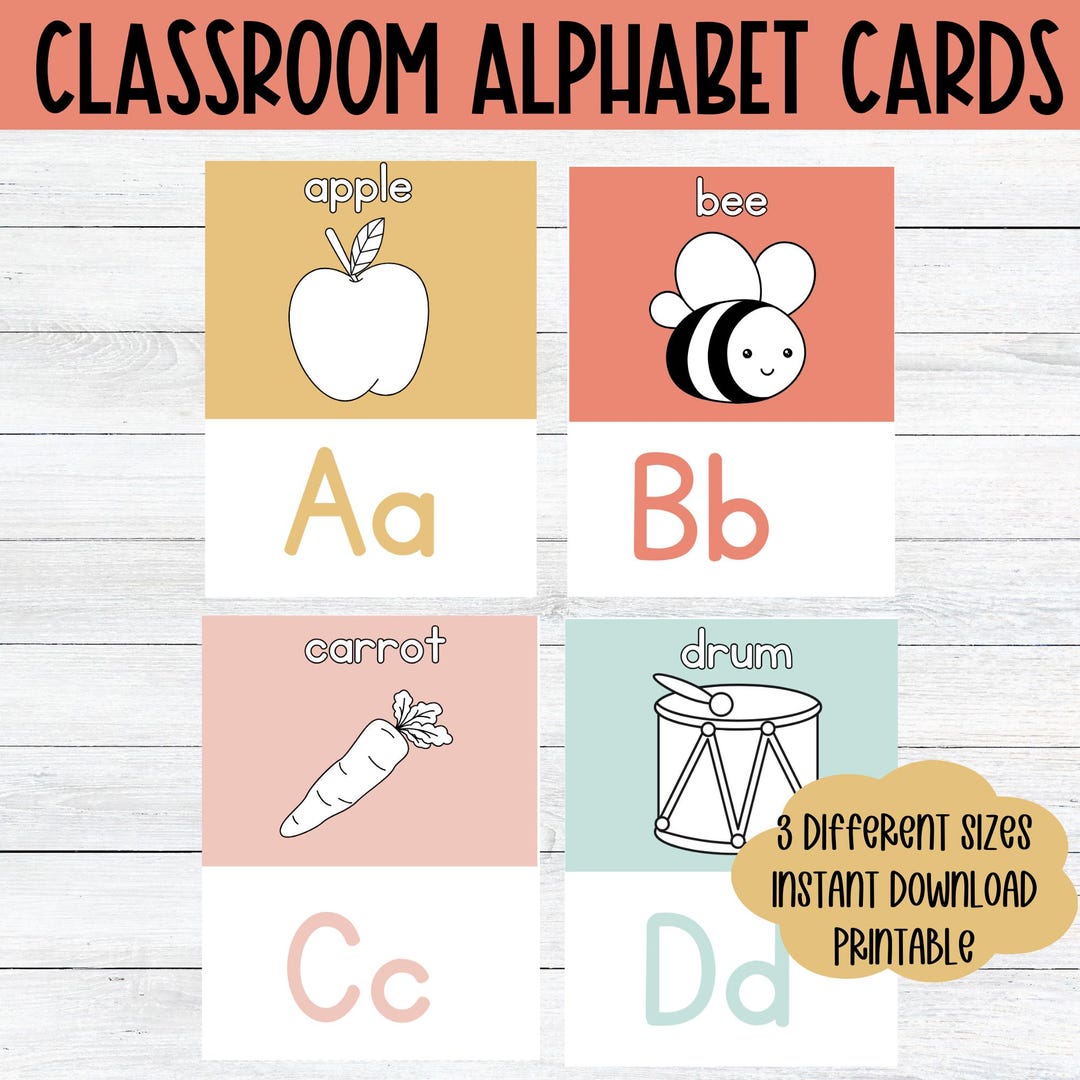 Classroom Alphabet Picture Cards: ABC Wall Art (digital Download) - Etsy
