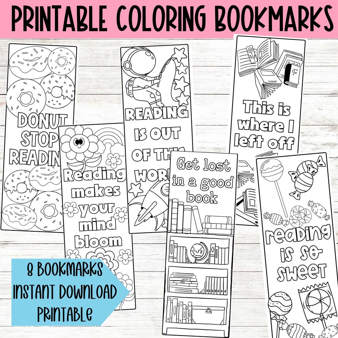 Coloring Bookmarks for Kids Printable Bookmarks Cute Motivational ...