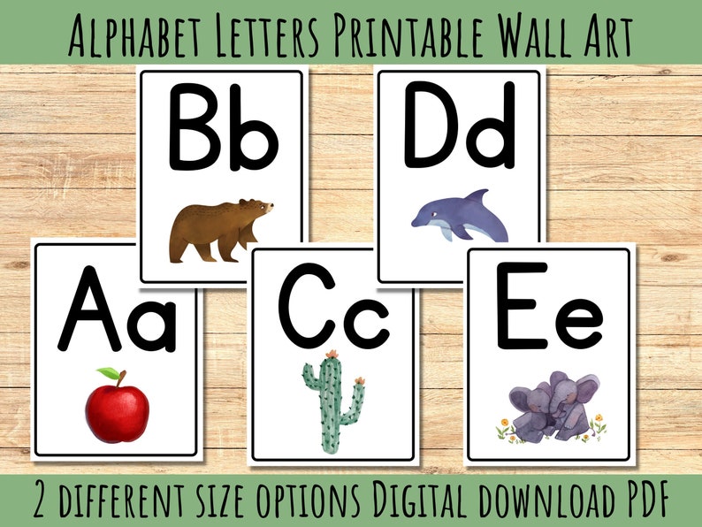 Alphabet Letters Classroom Wall Art Alphabet Poster Printable - Etsy