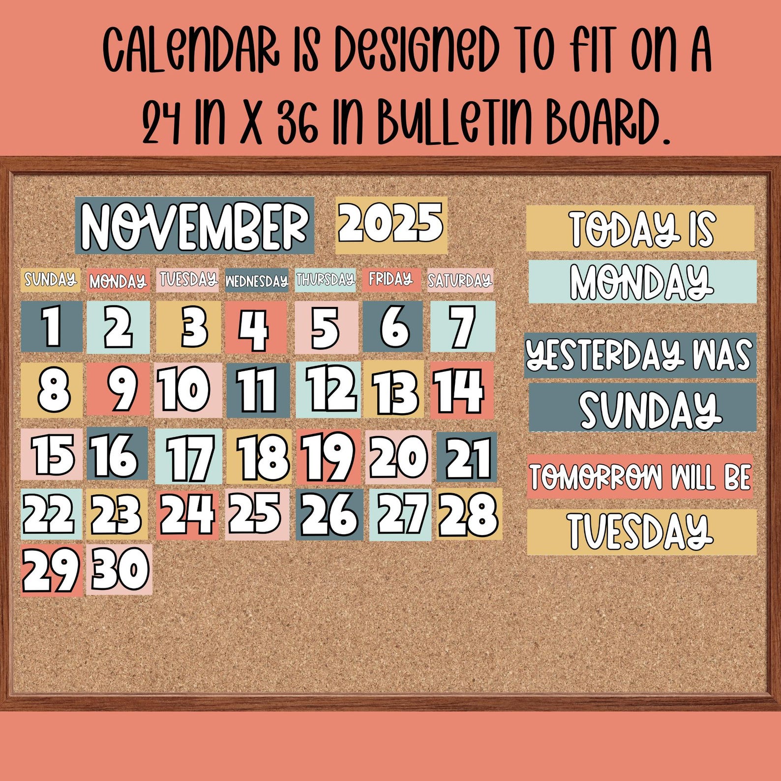 Classroom Calendar Printable | Bulletin Board, Homeschool (PDF Pattern ...