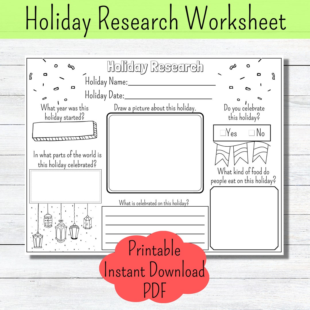 History Worksheet Holiday Research Kids Worksheet Research Outline ...