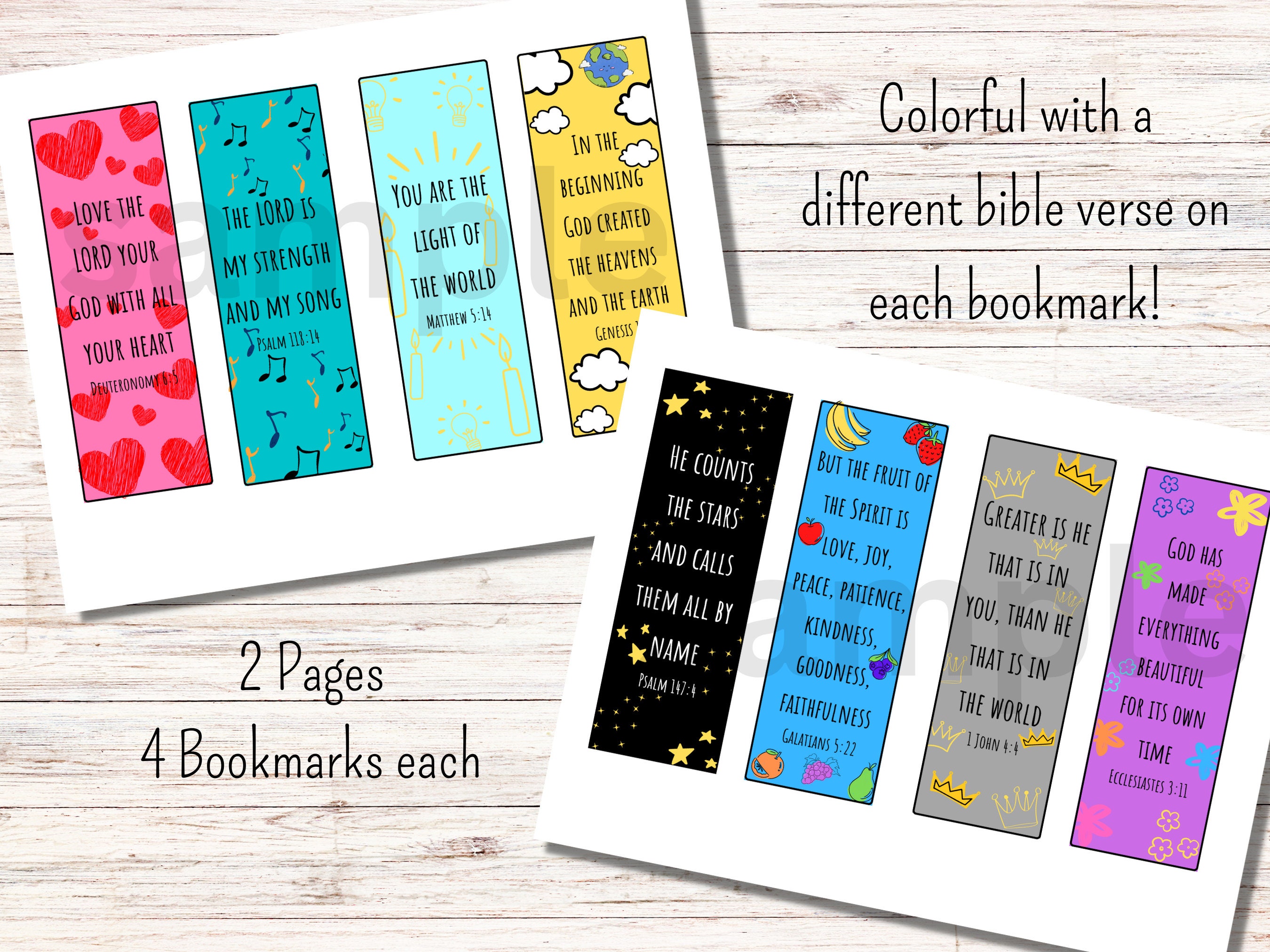 Kids Bible Bookmark Printable Christian Children Bookmarks Bible Verse ...