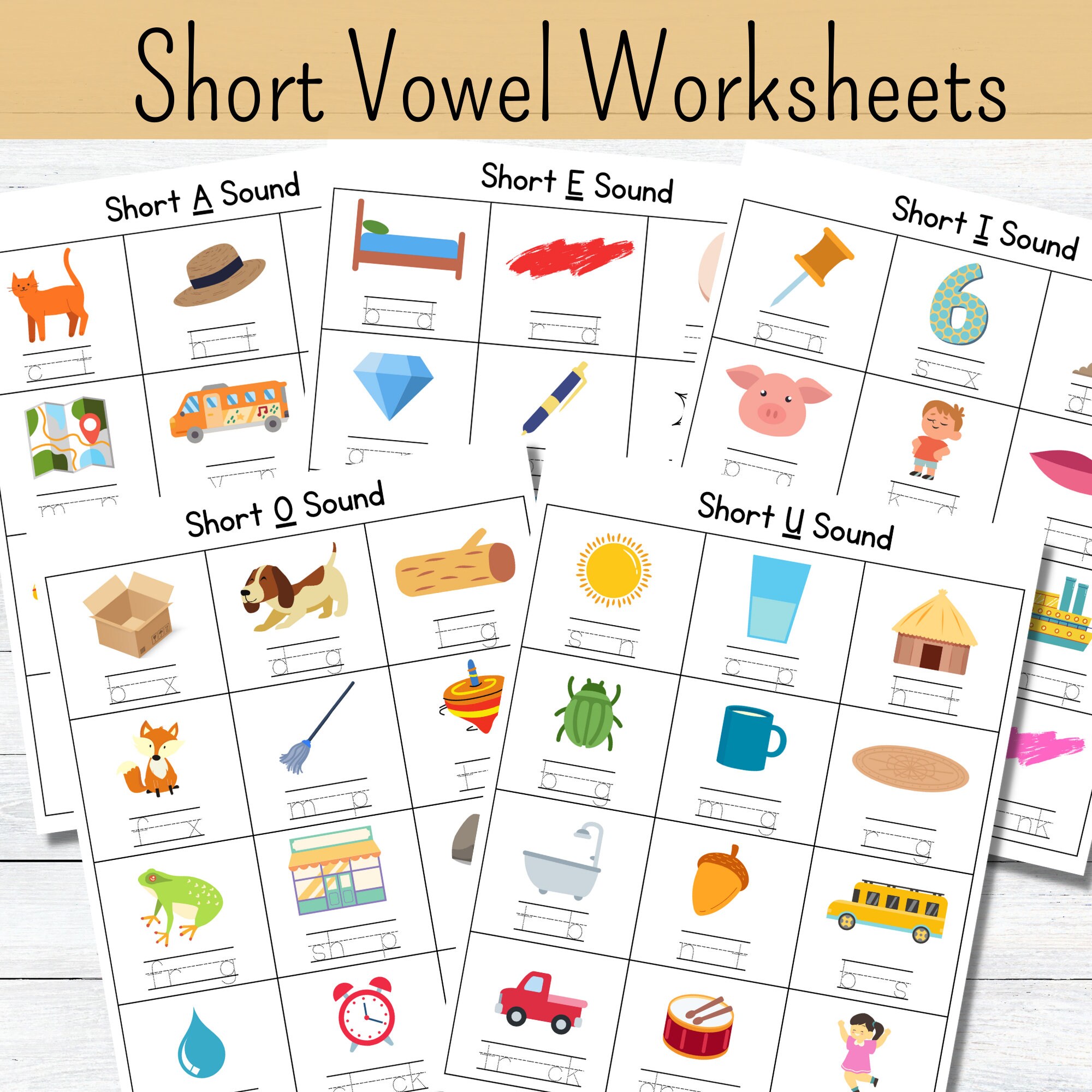 Short Vowel Worksheet Kids Tracing Worksheet Kinder Writing Practice ...